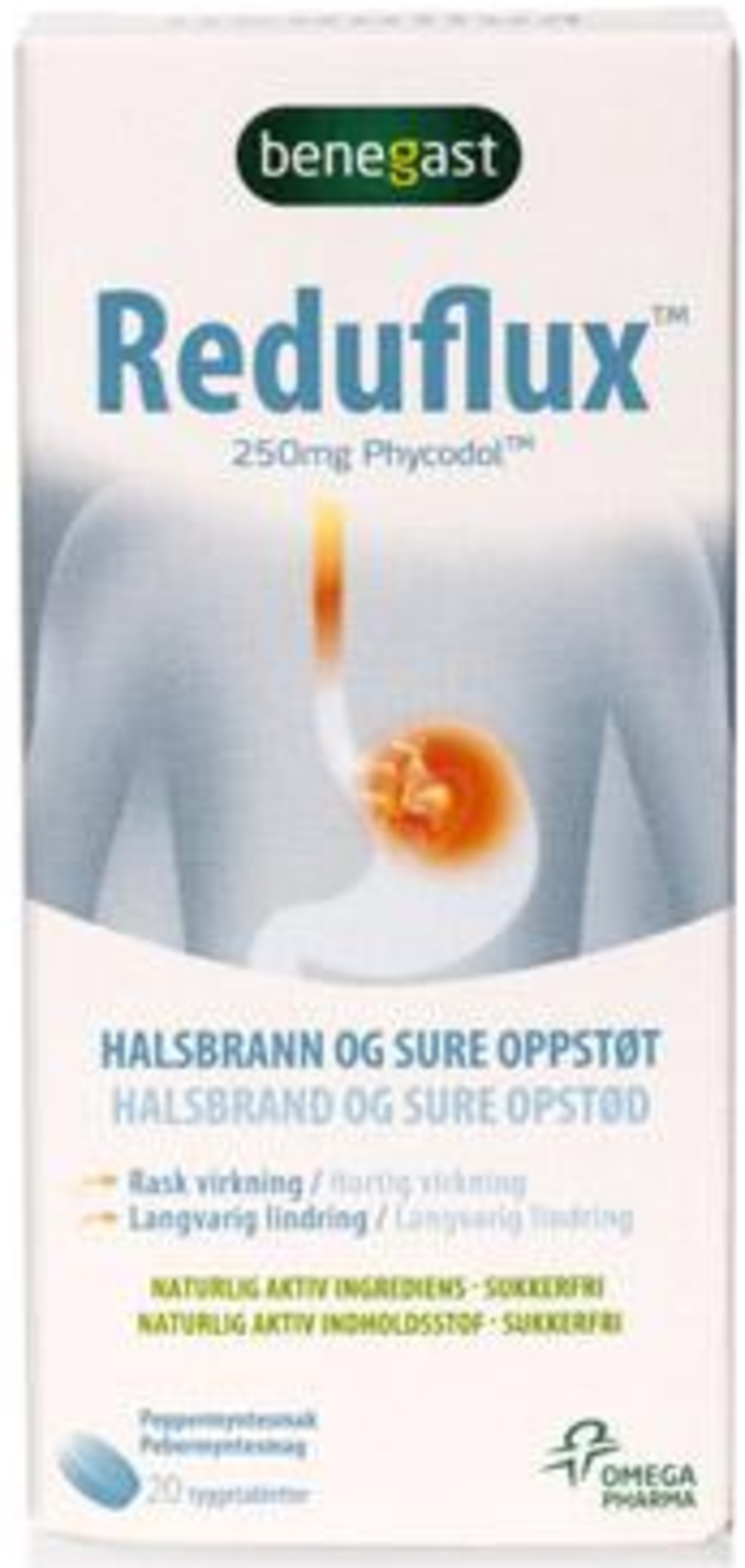 Benegast Reduflux Tabletter 250mg 20stk – Dameapoteket