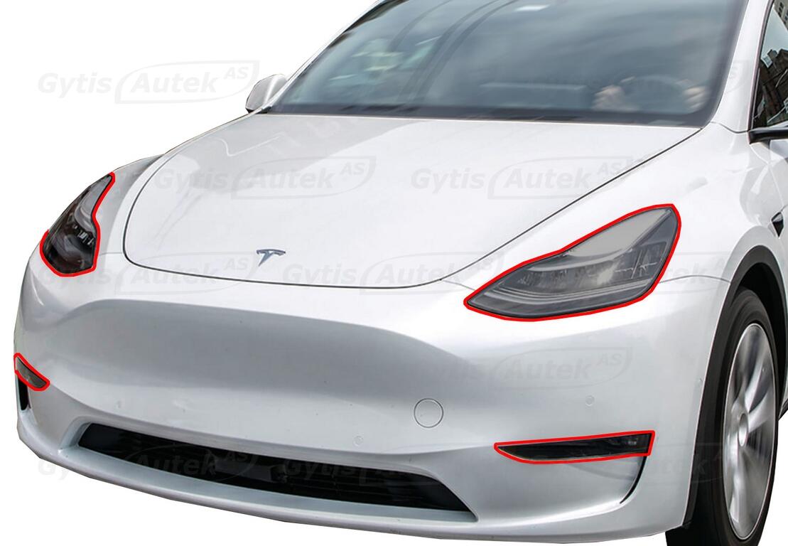 Tesla Model Y 2021-2025, Lyktbeskyttere, Folie PPF | motorpart.no