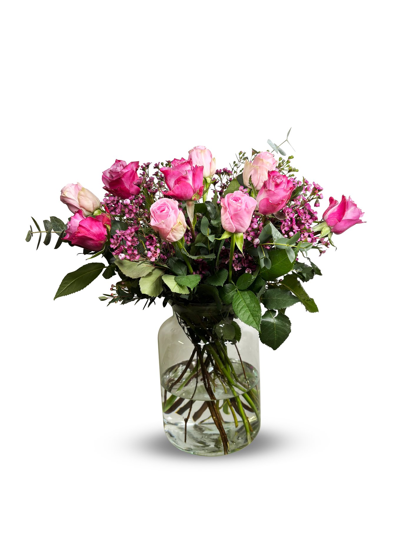 Bukett med rosa roser | Plantasjen